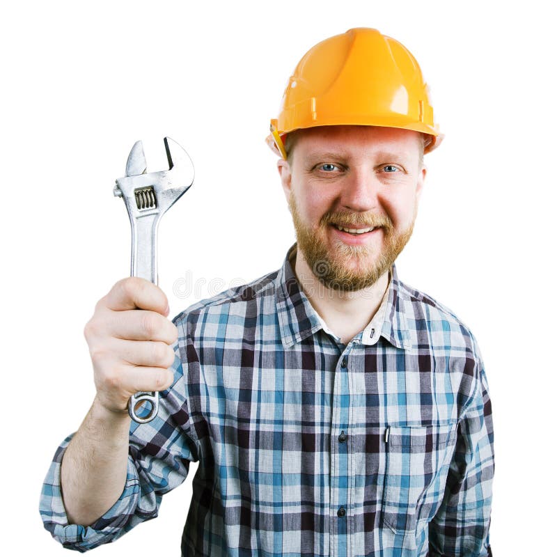 Man with a Wrench in His Hand Stock Image - Image of foreman ...