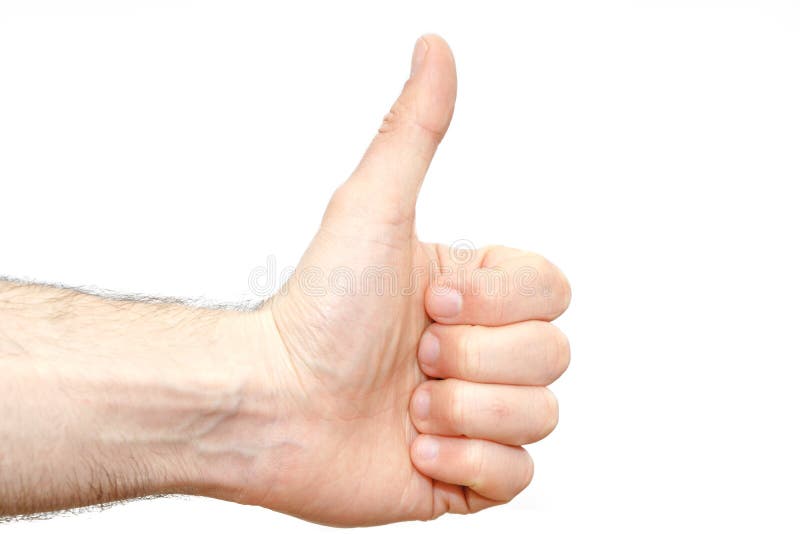 Man Wrist Finger Up Good Sign Isolated Stock Photo - Image of accept ...