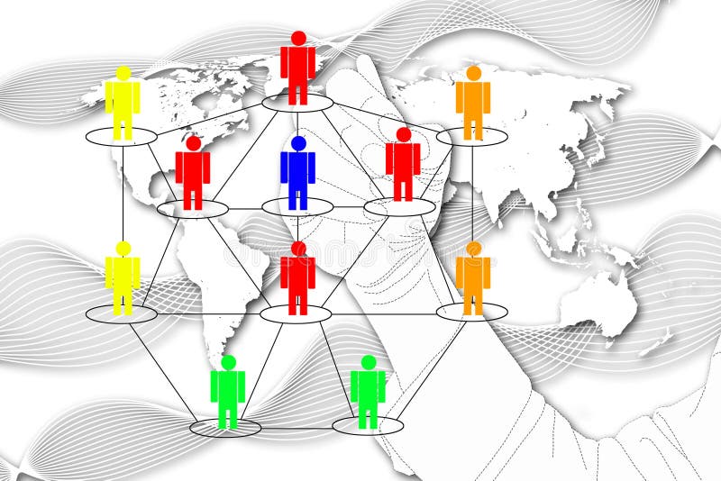 The Man Write Network Marketing on World Map Background. Stock ...