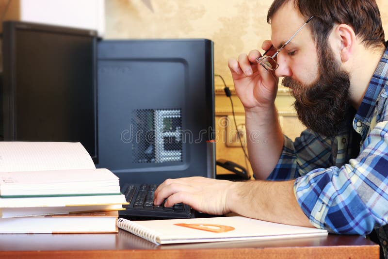 Male Work Computer Pen Write Stock Photo - Image of college, knowledge ...