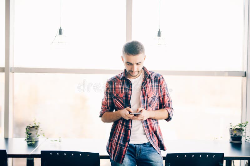 Man Write Phone Office Big Window Stock Photos - Free & Royalty-Free ...