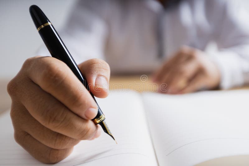 Man Writer Writing on Note Paper, Education and Learning Concept Stock ...
