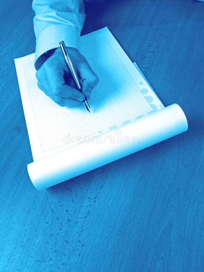 Man Writes Blue Graph Paper Stock Photos - Free & Royalty-Free Stock ...
