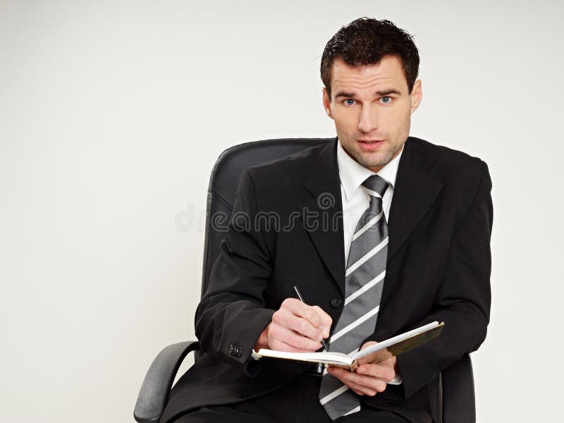 Man writes document stock photo. Image of caucasian, beautiful - 37690794
