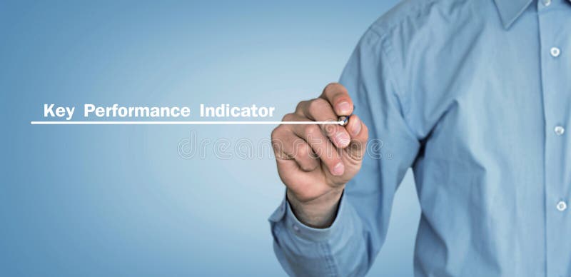 Man Writes Key Performance Indicator Text on Screen. Stock Image ...
