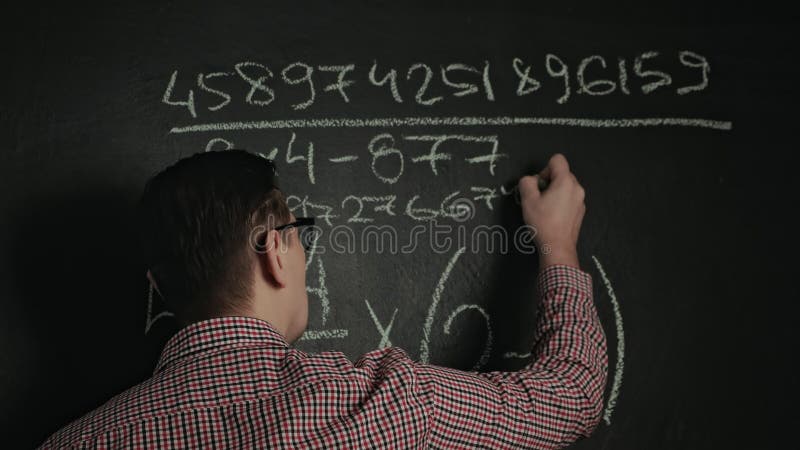 Man Writes Math Formula on Blackboard Stock Video - Video of serious ...
