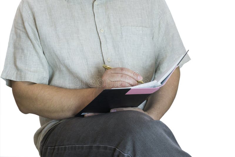 A Person Writes, Makes Notes in a Notebook Stock Image - Image of ...