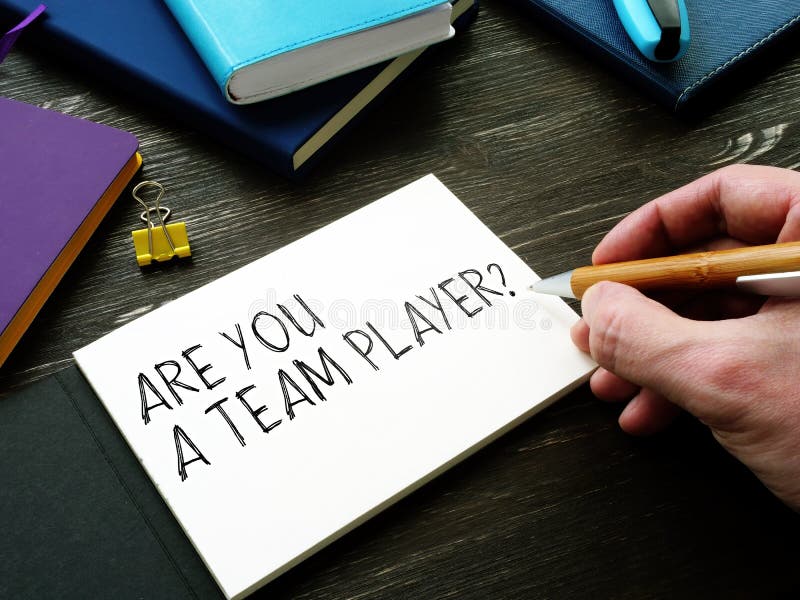 Man Writes are You a Team Player Question. Teamwork Concept. Stock ...