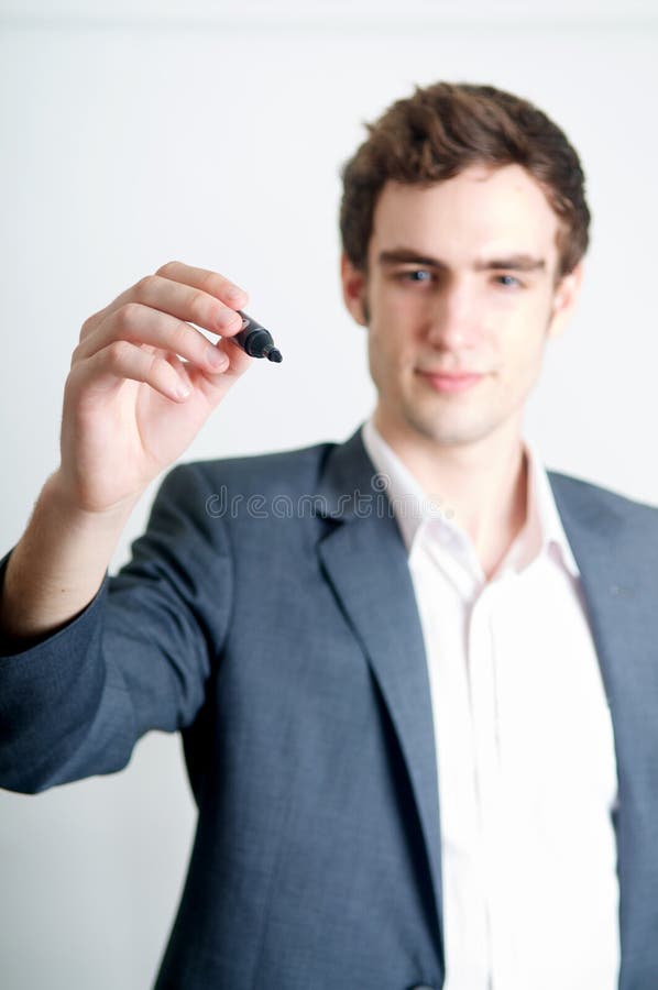 Man writing stock image. Image of formal, suit, friendly - 21300765
