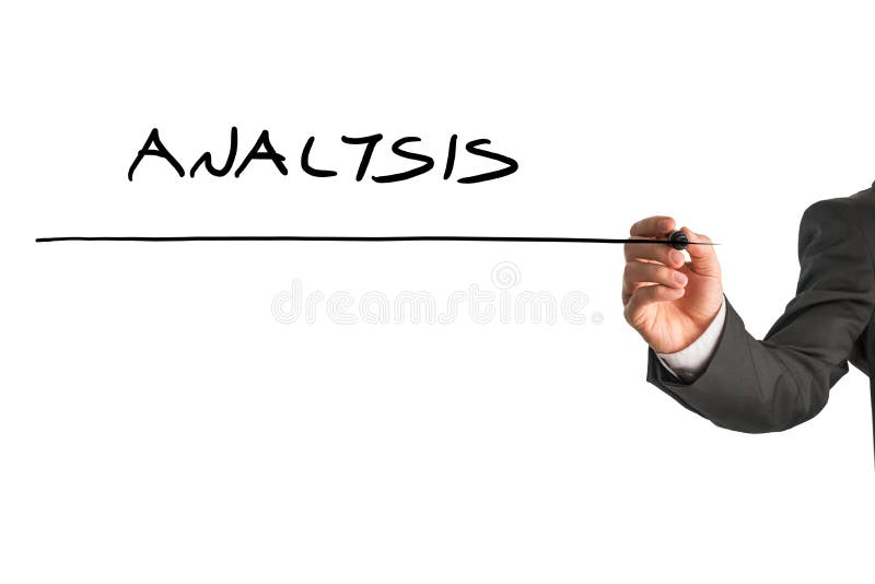 Man Writing Analysis on a Virtual Screen Stock Image - Image of examine ...