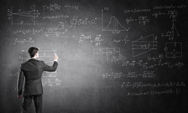 Man writing on blackboard stock photo. Image of education - 73654946