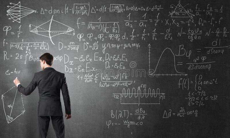 Man writing on blackboard stock photo. Image of professional - 73744894