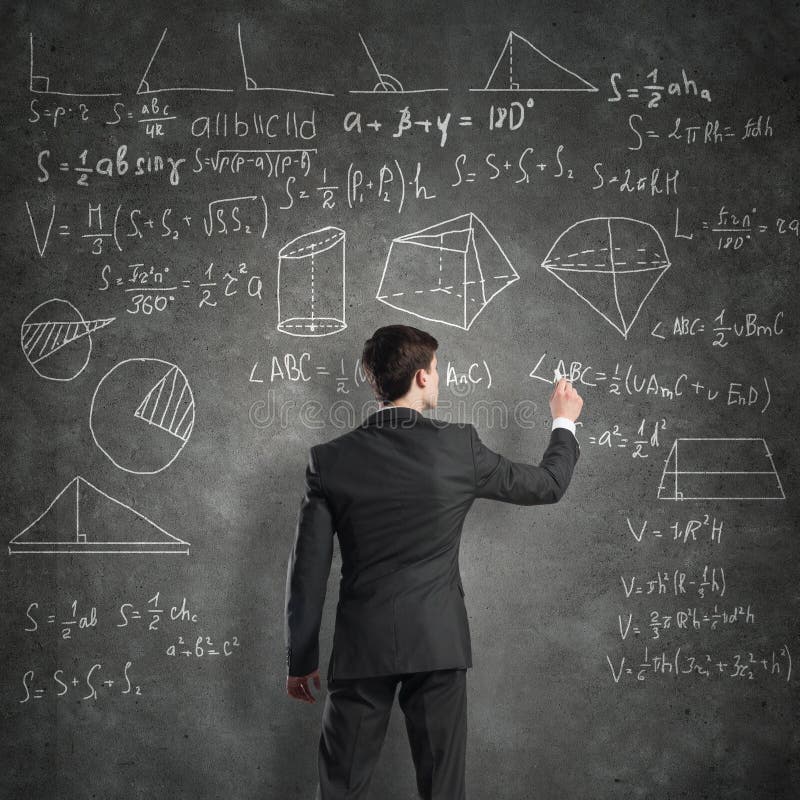 Man writing on blackboard stock image. Image of college - 74612125