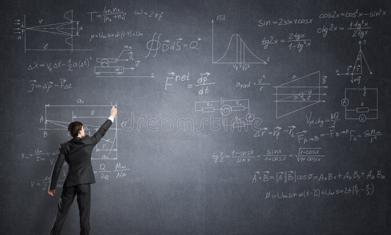 Man writing on blackboard stock image. Image of college - 74612125