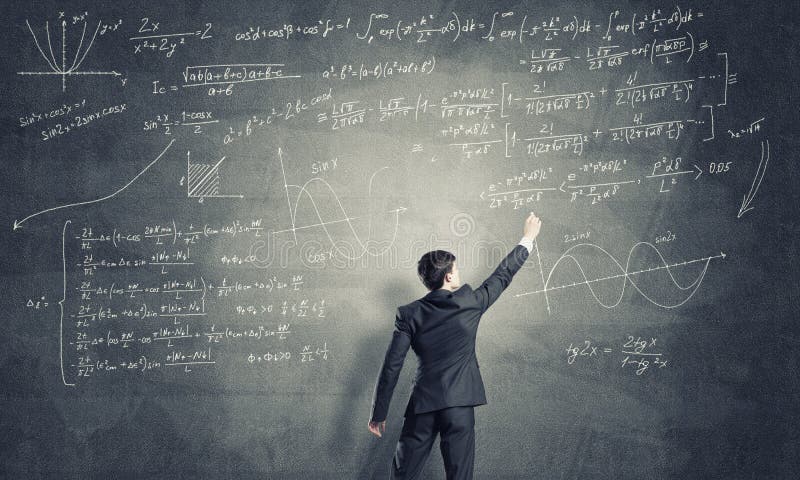 Man writing on blackboard stock photo. Image of professional - 73744894