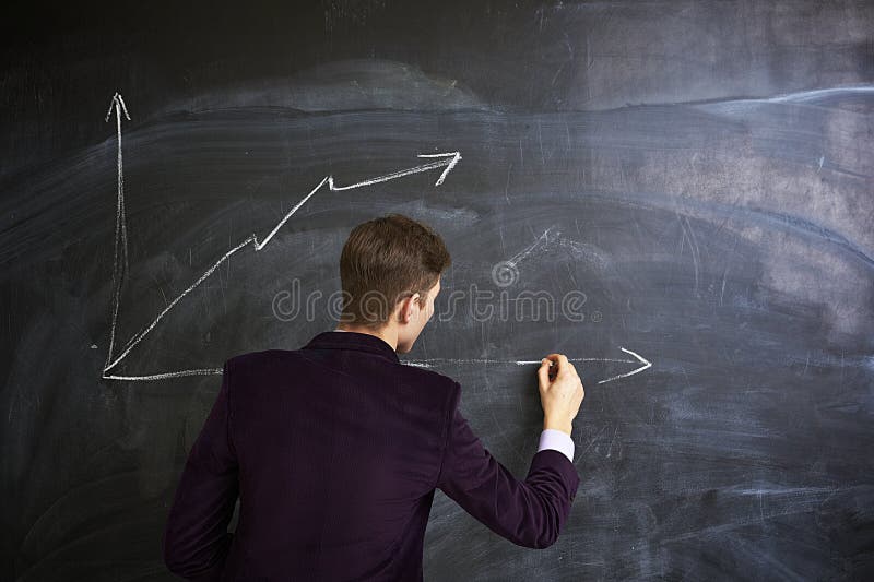 Man Writing on the Chalkboard Stock Photo - Image of blank, empty: 51182572