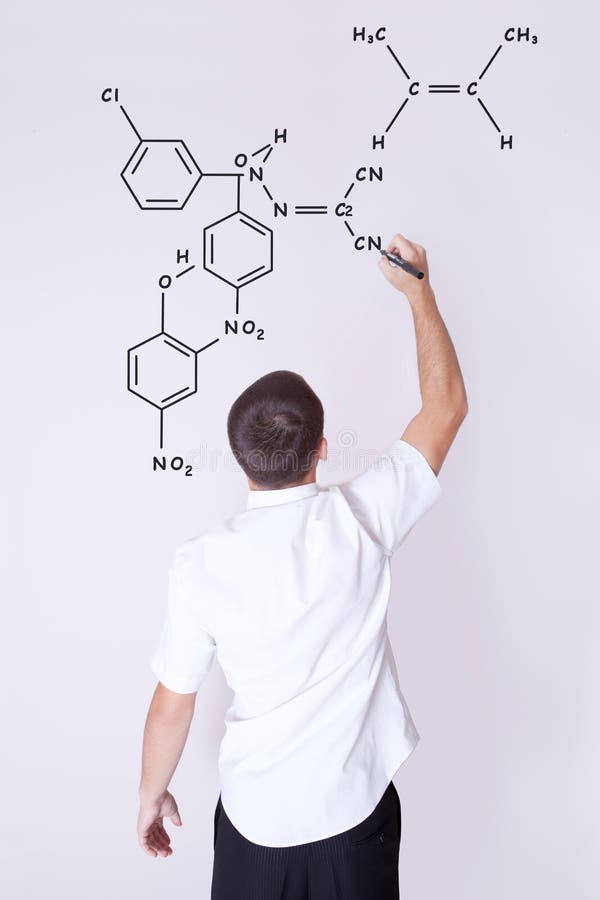 Man Writing Chemical Formulas on the Wall Stock Image - Image of ...