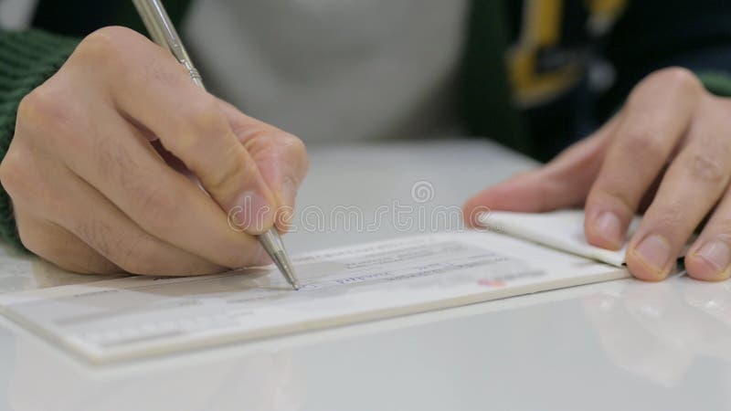 The Man Writing on a Cheque, Banking Stock Video - Video of businessman ...