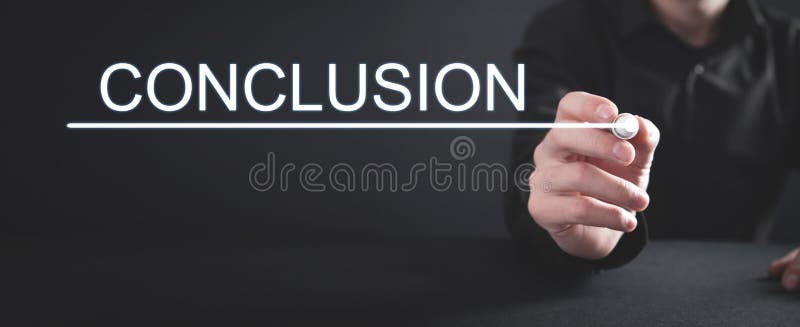 Man Writing Conclusion Text in Screen Stock Image - Image of text ...