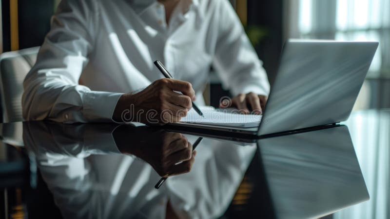 The Man Writing at Desk. AI Generated Stock Illustration - Illustration ...
