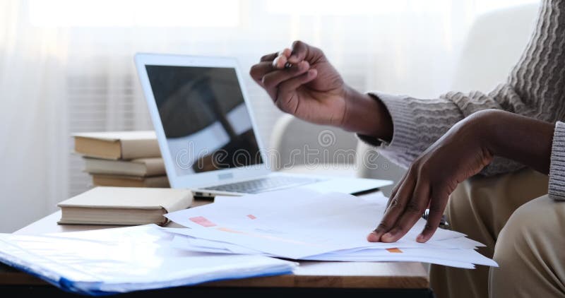 Man Writing on Documents while Sitting on Sofa Stock Video - Video of ...