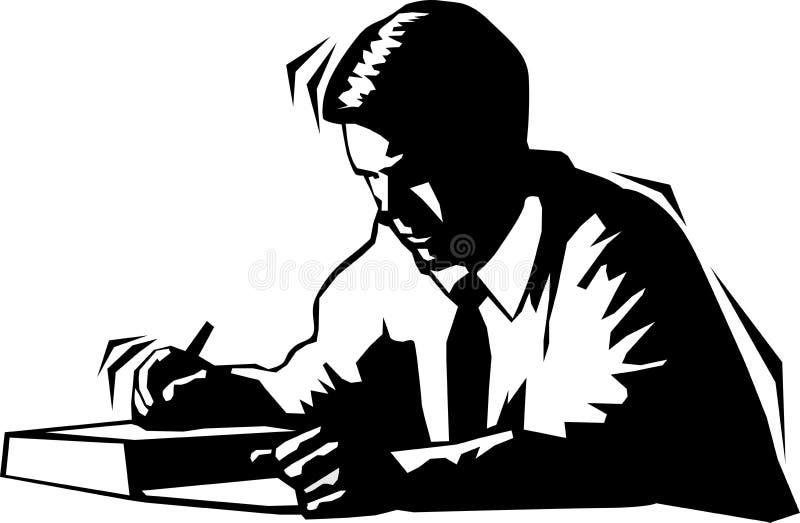 Man Writing stock illustration. Illustration of window - 63583442