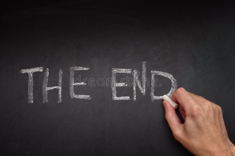 Man Writing the End on Blackboard Stock Photo - Image of school ...