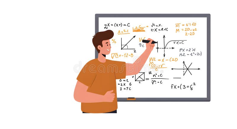 Man Writing Equations on Whiteboard Education Concept Stock ...