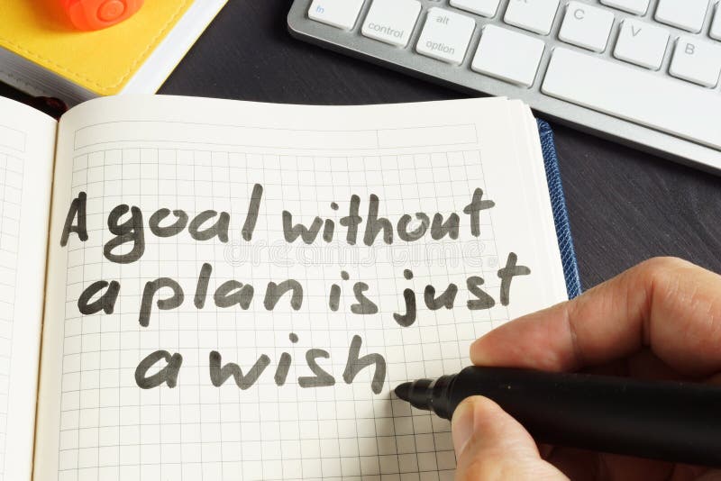 Man is Writing a Goal without a Plan is Just a Wish. Stock Photo ...
