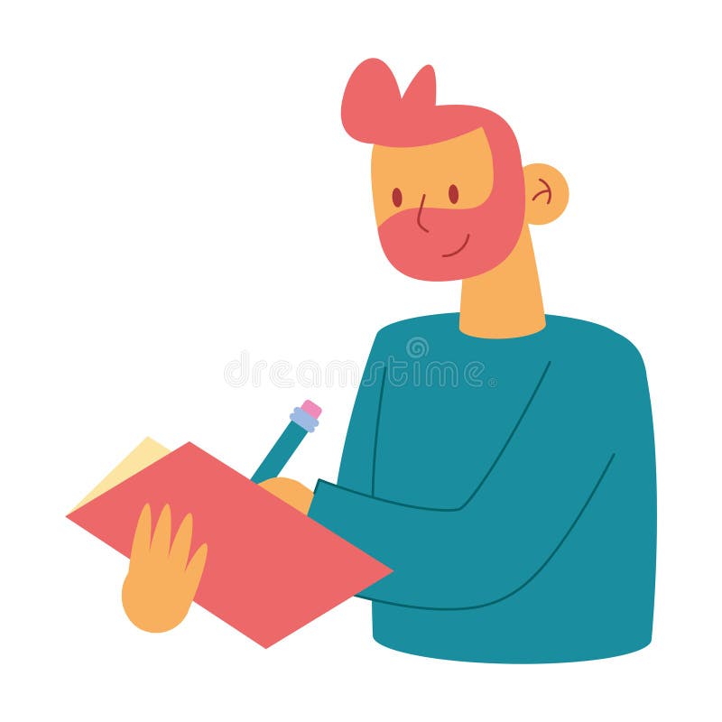 Man writing illustration stock vector. Illustration of vector - 291805717