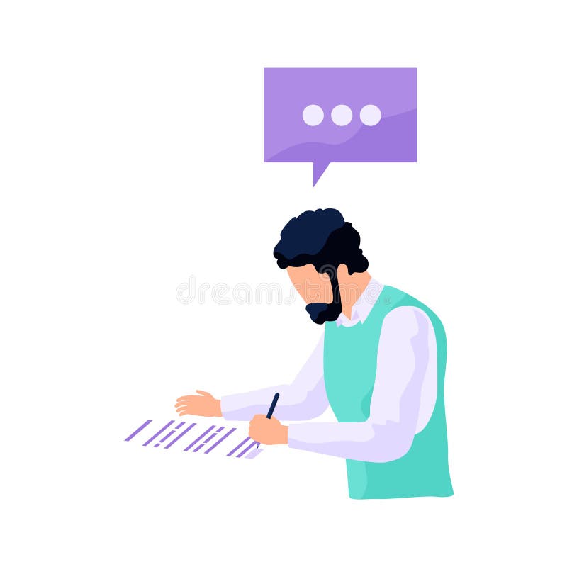 Man Writing Letter or Message on Paper Document, Write Text on Sticky ...