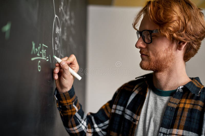Man Writing Math Formula on Blackboard in Audience Stock Image - Image ...