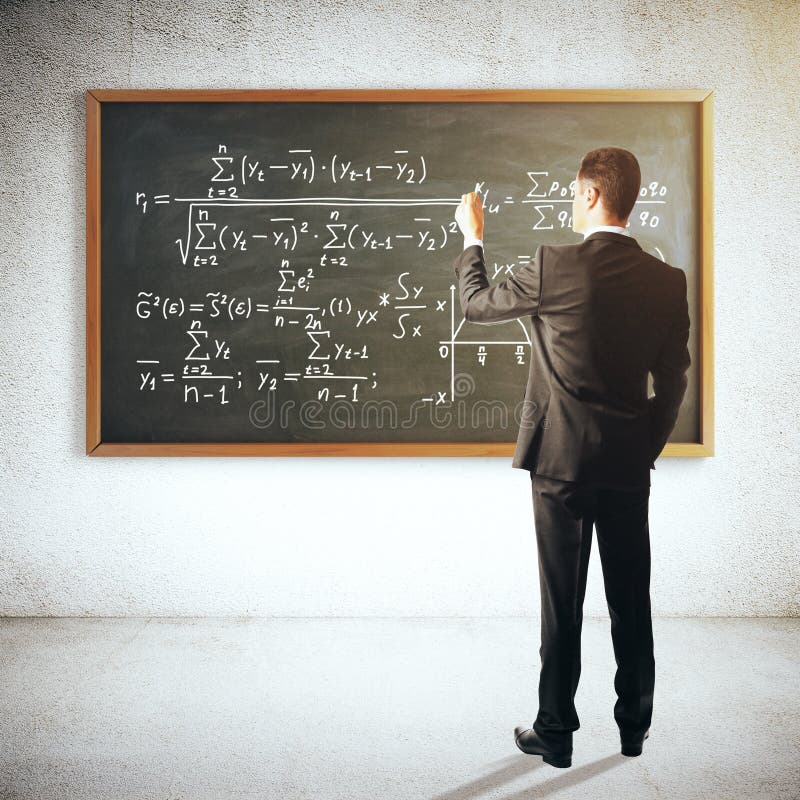 Man Writing Mathematical Formulas Stock Illustration - Illustration of ...