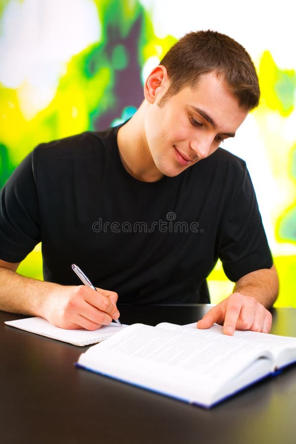 Man writing, outdoors stock photo. Image of study, student - 3479222