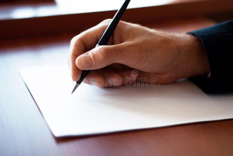 Man writing on the paper stock image. Image of work, businessman - 28095215