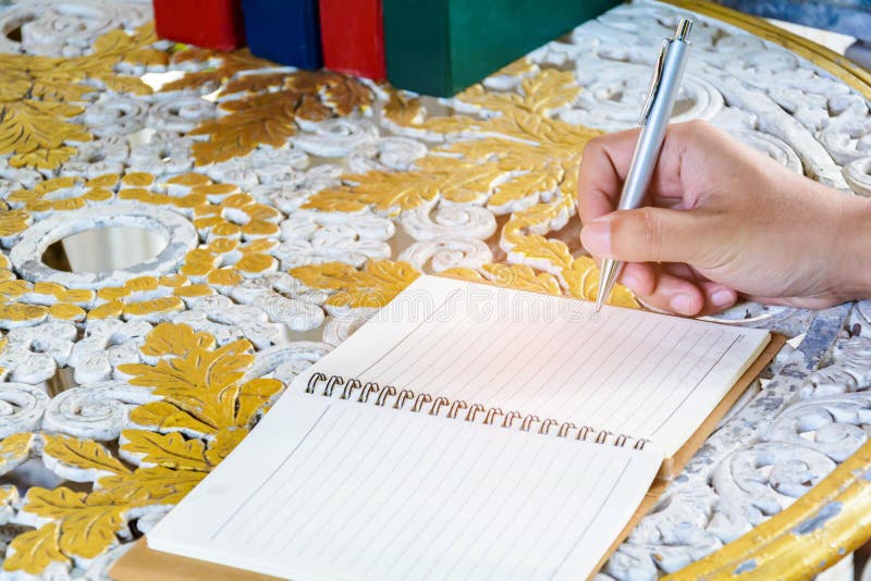 Man writing pen in book stock image. Image of idea, home - 89735731