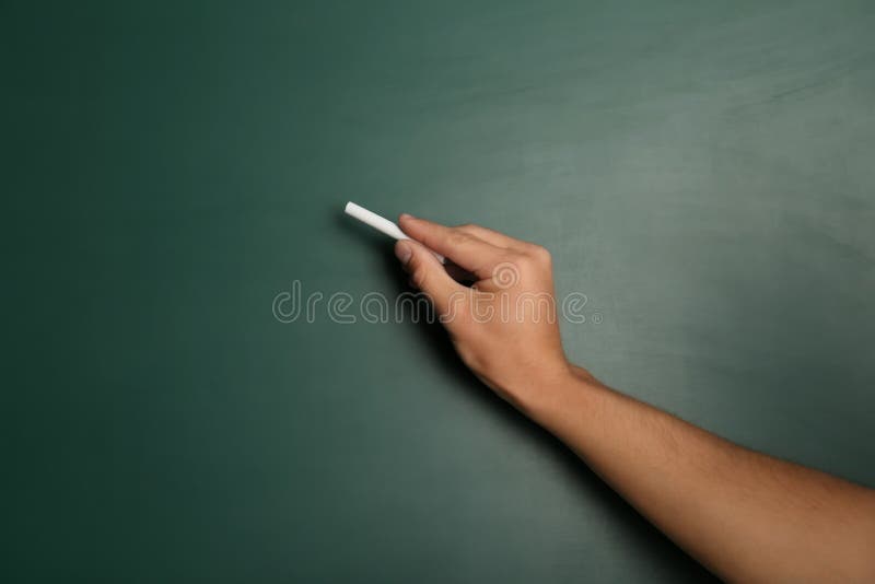 Man Writing with Piece of Chalk Stock Image - Image of male, grunge ...