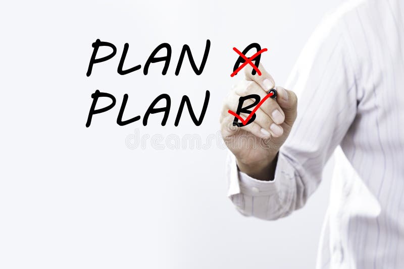 Man Writing Plan B on Whiteboard after Crossing Out Plan a - Dec Stock ...