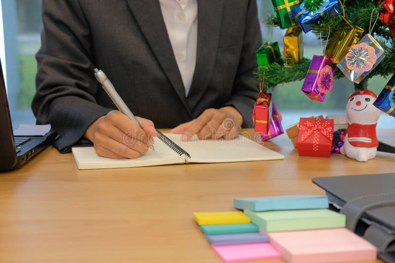 Man Writing Reminder Schedule Note on Notebook. Businessman Work Stock ...