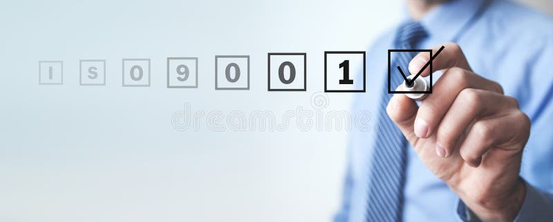 Man Writing in Screen. ISO 9001 Stock Image - Image of customer ...