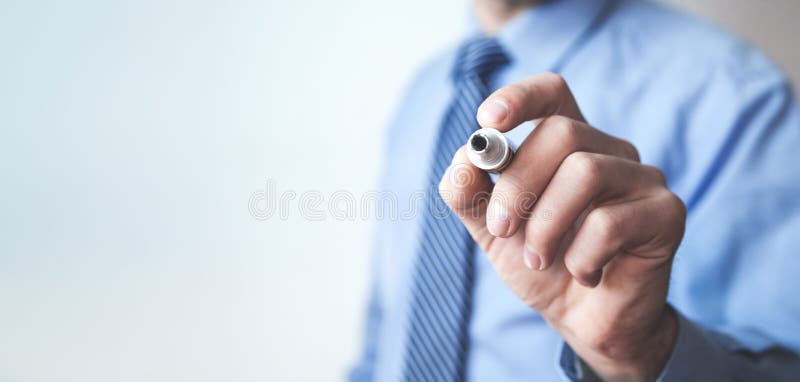 Man Writing on a Screen with a Marker. Stock Image - Image of screen ...