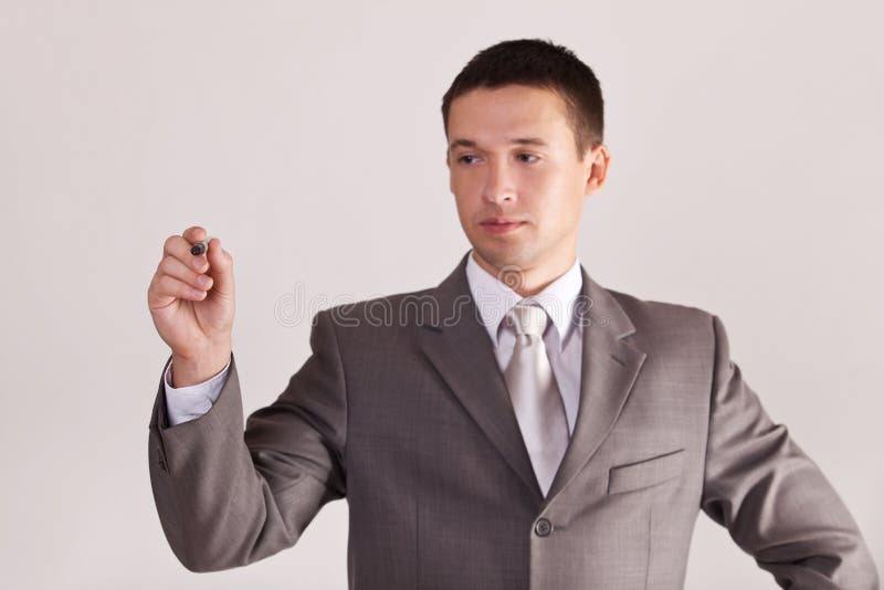 Man Writing Something in Front Stock Photo - Image of sign, marker ...
