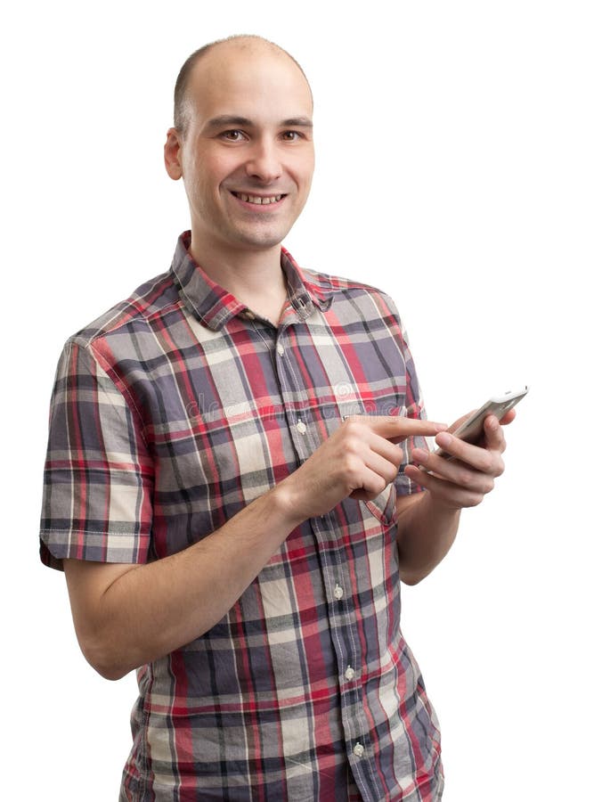Man Writing Text Message on Smart Phone Stock Image - Image of person ...