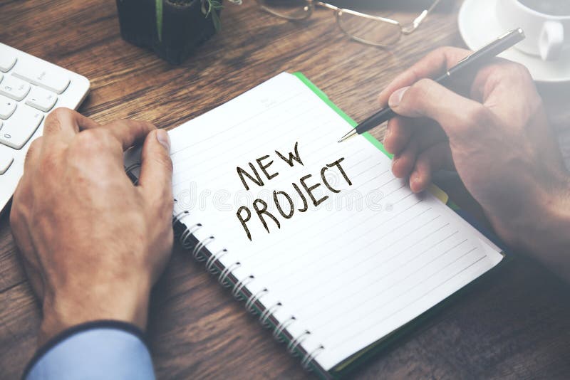 Man Written New Project Text on Page Stock Image - Image of idea ...