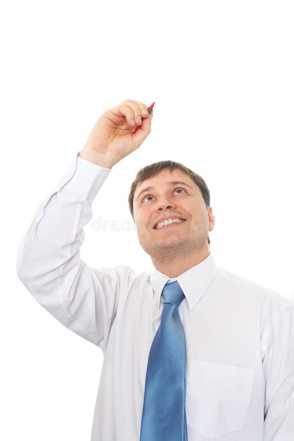 Man wrote marker stock photo. Image of pointing, portrait - 13941474