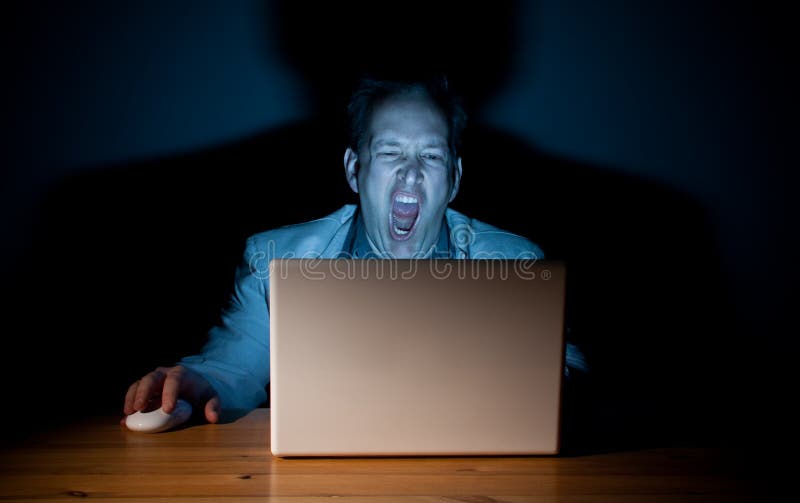 Tired computer guy stock image. Image of dark, male, bored - 29945697
