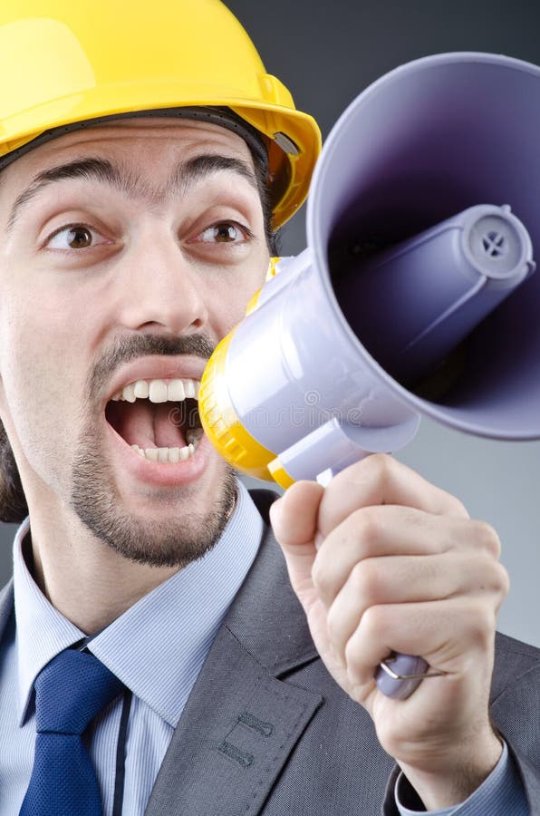 Man Yelling with Loudspeaker Stock Photo - Image of adult, career: 24556078