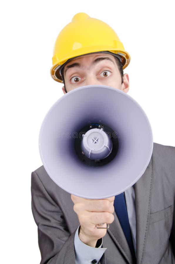 Man Yelling with Loudspeaker Stock Image - Image of emotion, male: 24865929