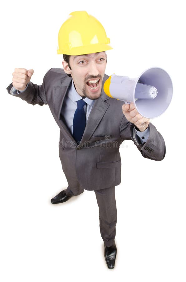 Man Yelling with Loudspeaker Stock Image - Image of male, bullhorn ...