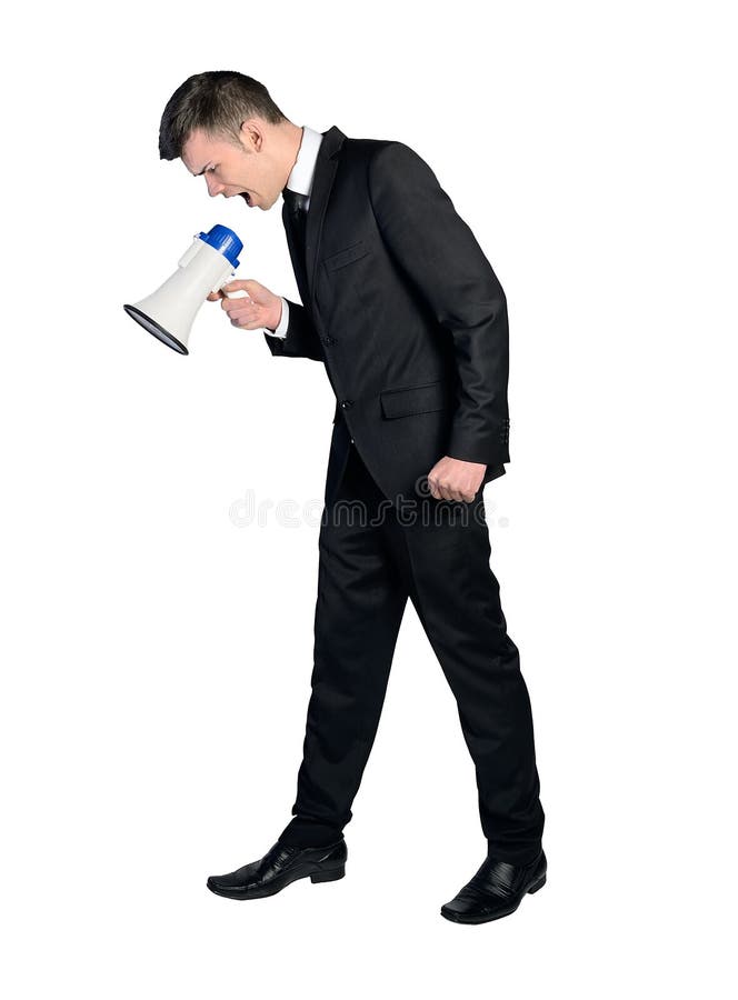Man Yelling with Loudspeaker Stock Photo - Image of communication ...